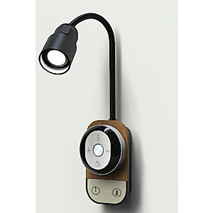 Cool Light Shop Multi-Functional LED Wall and Desk Lamp, Remote Control Sets Color, Adjustable Focus. Black Housing with Walnut Finish. 14 x 2.5 1 in. Powers USB Cable (Black), (MFL01)