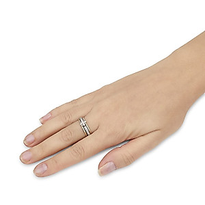 925 Sterling Silver 9k Gold Spinning Ring Jerusalem Cross 0.22" White Round Cubic Zirconia Hebrew Kabbalah Unique Art Jewish Spiritual Rare Bible Blessings Holyland Handmade Jewelry Israel Gifts