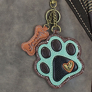 CHALA Paw Print Bowling Bag, Stone Gray- Teal Paw