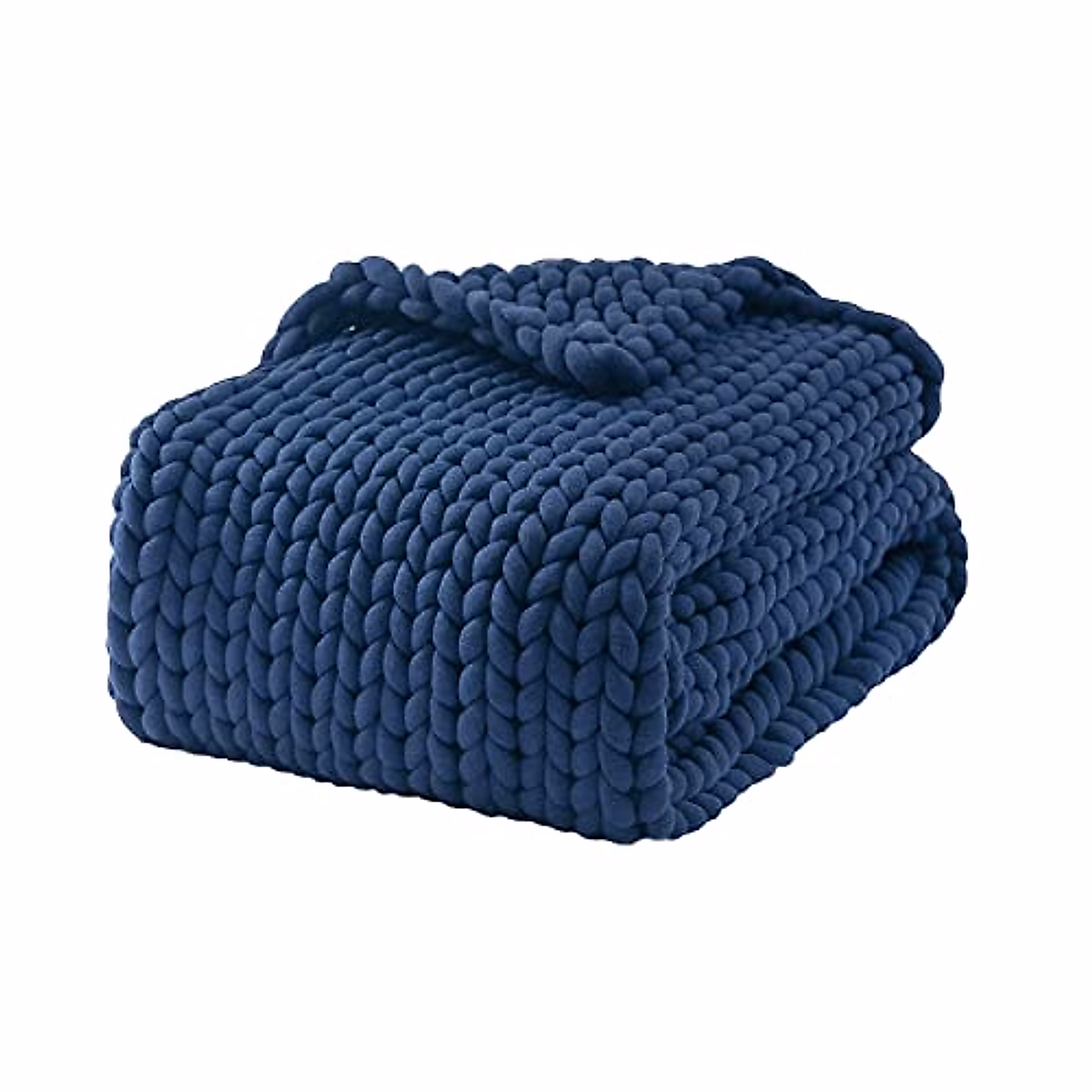 Weighted Idea Queen Size Weighted Blanket (60" x80", 15 Pounds, Navy Blue) Chunky and Soft,Handmade Throw Blanket for Adults, Best Gift for Christmas