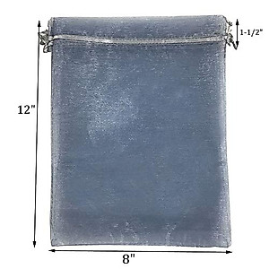 ANSLEY SHOP 50PCS 8x12 Inches Organza Gift Bags with Drawstring Gift Packaging Big Bags (Gray)