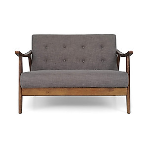 Christopher Knight Home Buda Mid-Century Modern Settee, Dark Gray, Brown