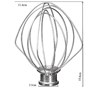 6-Wire Whip Attachment Fits KitchenAid Tilt-Head Stand Mixer Replace K45WW, Stainless Steel, Egg Heavy Cream Beater, Cakes Mayonnaise Whisk