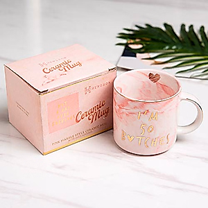 I'm 50 - Funny 50th Birthday Gifts for Women - Best Turning Fifty Year Old Birthday Gifts Ideas for Women, Wife, Mom, Daughter, Sister, Aunt, Best Friends, BFF, Coworkers, Her - Ceramic Coffee Cup