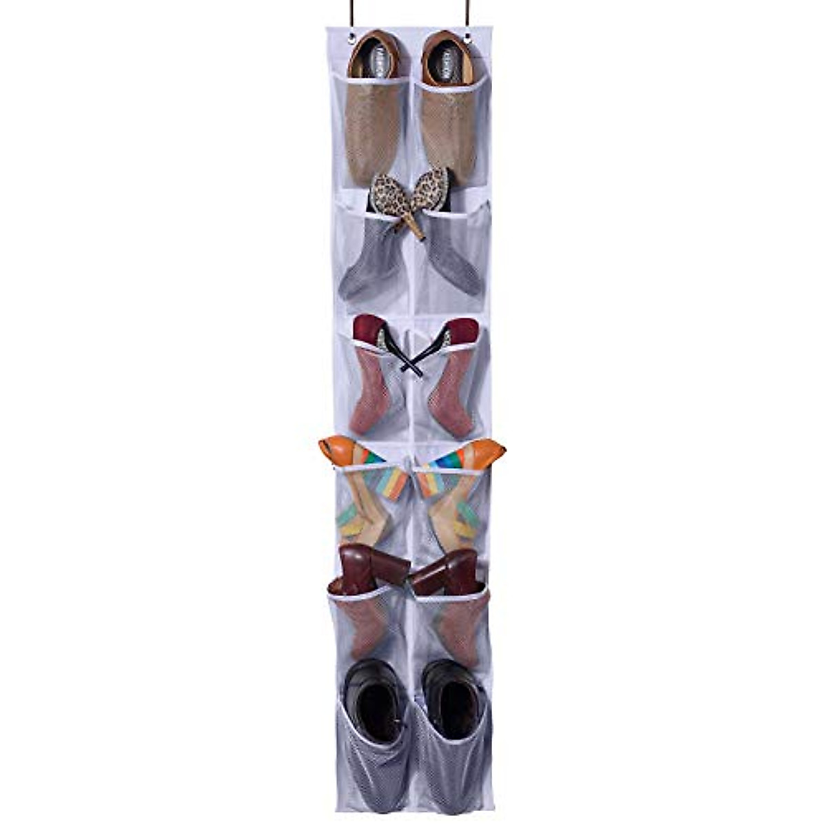 MISSLO Heavy Duty Over The Door Storage with 12 Mesh Pockets (White)