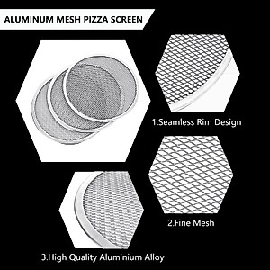 WOPPLXY 3 Pcs 12 Inch Pizza Screen, Restaurant-Grade Aluminum Alloy Pizza Baking Screen, Seamless Round Pizza Screen Non Stick Mesh Net Baking Tray Cookware Kitchen Tool For Oven, BBQ