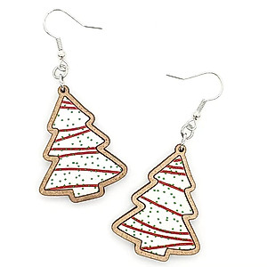 Cute Christmas Tree Cake Earrings for Women.