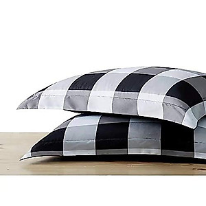 Truly Soft Everyday Buffalo Plaid Black Twin XL Duvet Cover Set