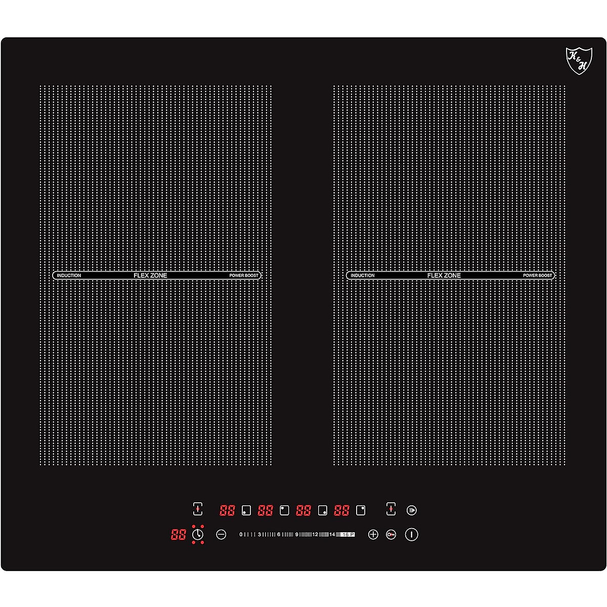 K&H SIGNATURE SERIES 4 Burner 24 Inch Built-in Induction FLEX Electric Stove Top Ceramic Cooktop SLIDER Touch Control 240V 6800W IN24-6004FLX