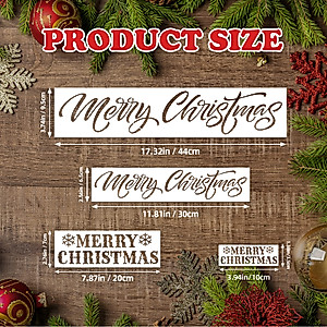 4 Pieces Merry Christmas Stencil Reusable Stencils for Painting Christmas Decoration Painting Template for Furniture, Wall, Window, Fabric, Wood，4 Different Sizes (Merry Christmas)
