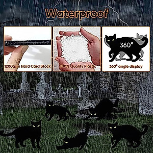 6 Pack Halloween LED Glowing Eyes Black Cat Glow in The Dark with Lights Outdoor Outside Halloween Decorations Scary Yard Signs Garden Decor Lawn for Pathway Stake Waterproof Thickened Silhouette