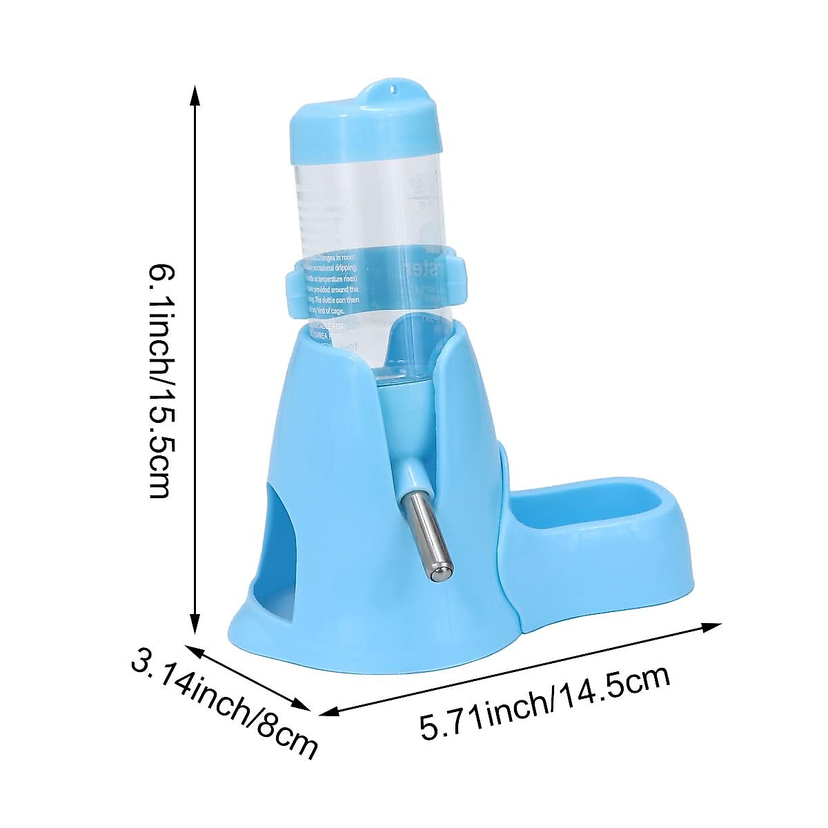 Litewoo Hamster Water Bottle with Food Container Base Hut No Drip Drinking Dispenser for Dwarf Hamster Rats Mouse Gerbil Mice（Blue 80ML Removable Base）