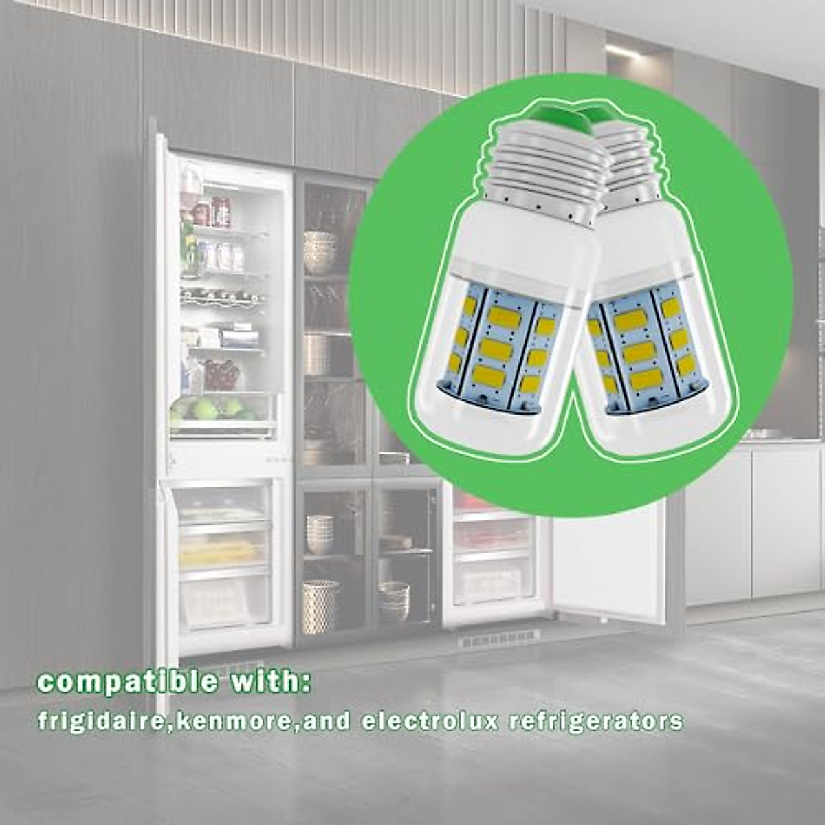 LaWana KEI D34L Refrigerator Bulb Replacement for Frigidaire 5304511738 LED Refrigerator Light Bulb Replace AP6278388 PS12364857 AP6278388 4584444 (D34l Bulb 3.5W 2 Pack)