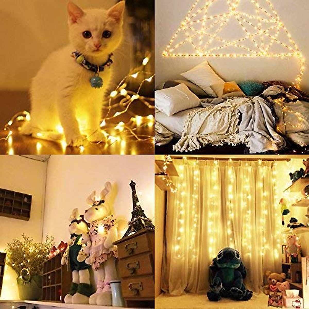buways Fairy Lights,2-Pack Battery Operated Waterproof Warm White 50 LED Fairy String Lights,16.4ft Copper Wire Light with Remote Control for Christmas Parties,Garden and Home Decoration