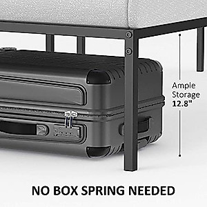 coucheta Queen Bed Frame with Storage 13 Inch Metal Platform Bed Frame with Steel Slat Support No Box Spring Needed Mattress Foundation Easy to Assemble (Queen), Black (1)