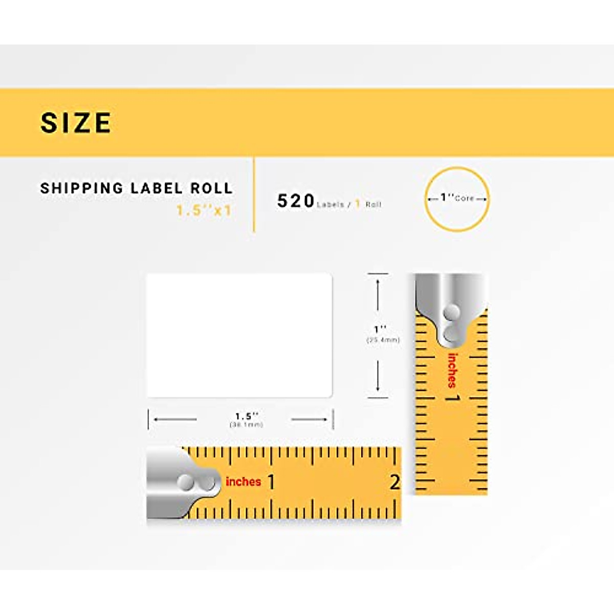 HOUSELABELS 1.5" x 1" Multipurpose Labels on 1" Core Compatible with Zebra and Rollo Printers, 6 Rolls / 520 Labels per Roll