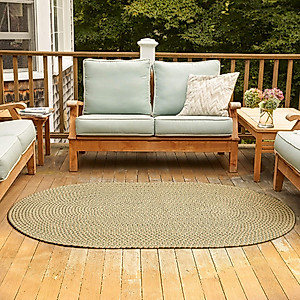 Super Area Rugs Braided Rug Sanibel Indoor/Outdoor Braided Classic American Made Carpet, Basil Tweed, 4' x 6' Oval