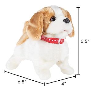 Happy Trails Interactive Plush Puppy Toy– Battery Operated Dog That Walks, Barks and Does Back Flips, Soft and Snuggly Fur, Stuffed Animal Robot , Brown