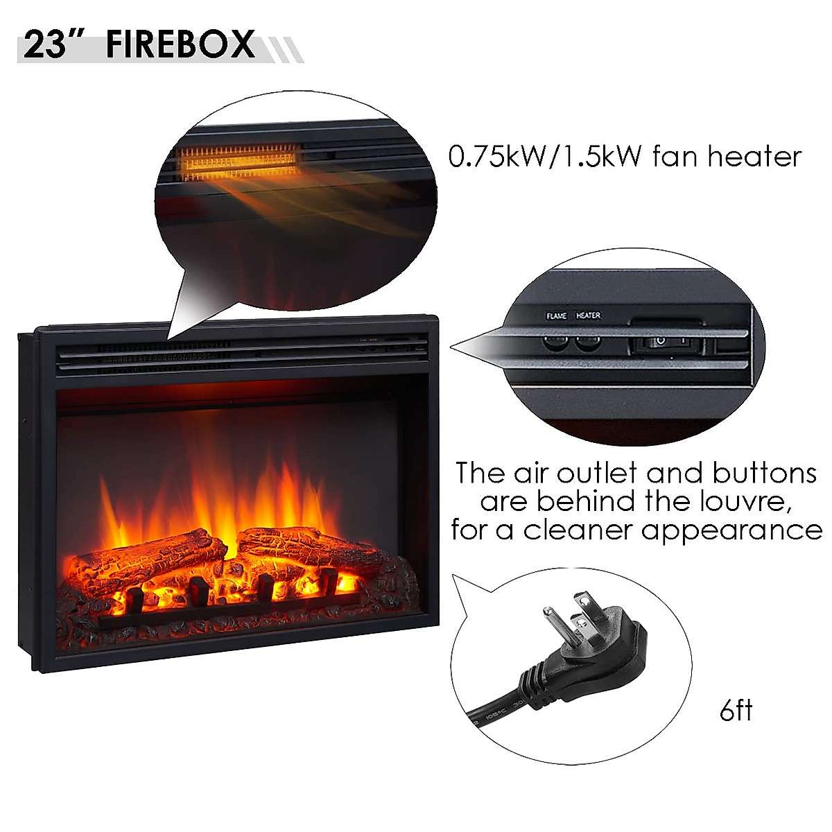 LegendFlame® Georgia Electric Fireplace with 37" Mantel Surround and Jaden 23" Insert, Natural Oak Finish