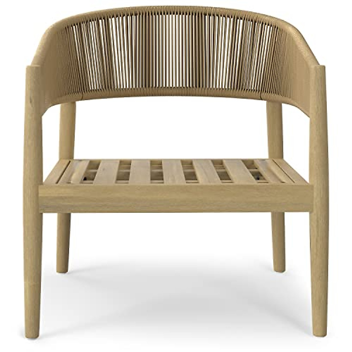 SIMPLIHOME Bayshore 28 Inch Wide Contemporary Outdoor Conversation Chair (Set of 2) in Natural Polyester Fabric, Fully Assembled, For the Living Room and Family Room