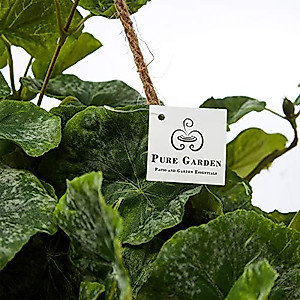 Pure Garden Faux Flowers White Geranium Hanging Natural and Lifelike Floral Arrangement with Basket for Home or Office