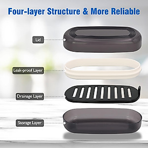 AIMAIAIMAI Shampoo Bar Holder, Travel Soap Container, Large Soap Box, Soap Dish with Draining Layer, Soap Case for Bathroom, Traveling, Gym, Camping (Black, 1 Pack)