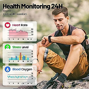 Hoowel Smart Watch for Men and Women - Alexa Built-in Smartwatch with Heart Rate, Sleep and Blood Oxygen Monitor,24/7 Heart Rate Auto Image Correction, Portable Smartwatch Dynaudio Speakers (Black)