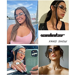 VANLINKER Rimless Frameless Rectangle Sunglasses for Women Stylish Y2k Shades White Metal Frame