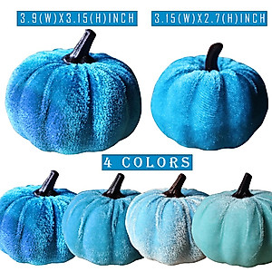 UAUOCU 16 Pumpkin Decor for Home Fall Decoration, Velvet Foam Pumkins for Halloween Baby Shower Wedding Decorating Artificial Craft Farmhouse Kitchen Table Room Bedroom Office Blue Plastic Decorative
