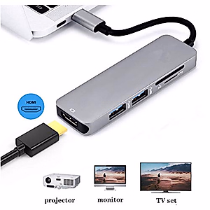 XUNMAIFHB Portable Docking Station,Type-c Docking Station USB3.0 Converter 4k MacBook to HDMI HUB Card Reader USB 3.0 Port/SD Card Slot/TF Card Slot Fast Transmission
