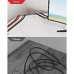 Teraves Modern L Shaped Desk with Shelves,64.84" Computer Desk/Gaming Desk for Home Office,Corner Desk with Large Desktop (White Marbling+ Gold Frame, Large+4 Tier Shelves)