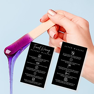 Facial Waxing Before & After Instruction Card | 50 Pack | 2x3.5” in Business Card | Waxing Supplies | Facial Waxing Instructions Cards for Estheticians Using Hard or Soft Wax | Black and White Design