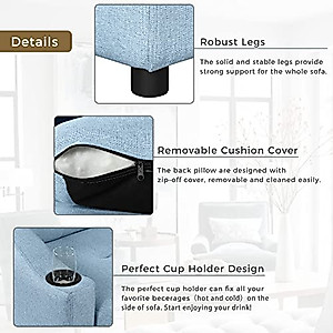 Merax 80.3'' Reversible Sleeper Sectional Sofa Couch with Pull-Out Sleeper, Corner Sofa Bed with Storage Chaise and Two Cup-Holders for Living Room Furniture Set (Blue)