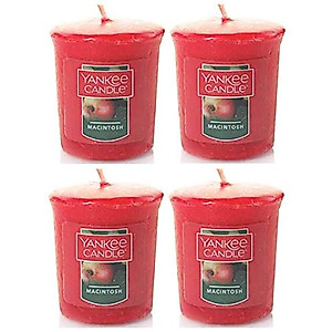 Yankee Candle Votive Candle 4 Set. Macintosh. Scented Candle. Fragrance Candle. Air Freshener.