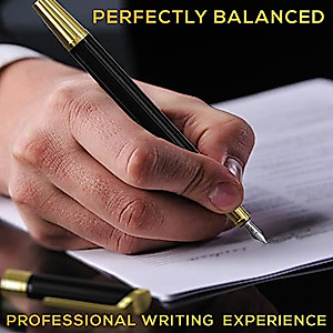 Yokra Fountain Pen Set with Ink and Converter (No Instructions Included)- Caligraphy Pens for Writing, Medium Nib, 6 Ink Cartridges (3 Black ink,3 Blue ink), Best Pens for Smooth Writing Journaling