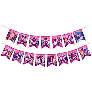 Treasures Gifted Officially Licensed My Little Pony Birthday Banner - My Little Pony Happy Birthday Banner - My Little Pony Birthday Party Supplies - My Little Pony Party Decorations for Walls