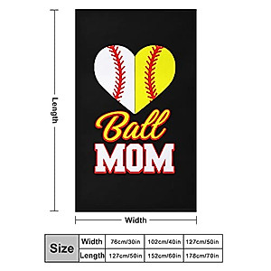Funny Ball Mom Softball Baseball Flannel Throw Blanket Soft & Cozy Couch Blankets Warm Sofa Chair Throw Blankets Home Decor 40"x60"