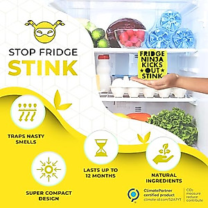 Fridge Ninja Compact Fridge Deodorizer (2 Pack) - More Effective Than Baking Soda - Compact Size Refrigerator Deodorizer Made of Activated Carbon
