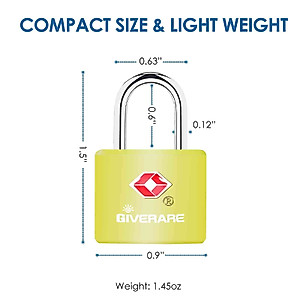 4 Pack TSA Approved Travel Luggage Locks with Keys, Solid Brass Copper Keyed Padlock, ABS Plastic Covered Small Locks for Suitcase, Backpack, Gym Locker, Jewelry Box-by GIVERARE
