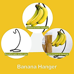 Banana Holder Modern Banana Hanger Tree Stand Hook for Kitchen Countertop, Copper Banana Stand, by Homeries (Black)