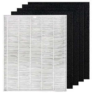 LifeSupplyUSA True HEPA + 4 Carbon Replacement Filters Compatible with Winix 115115 Size 21 and Plasma Wave WAC5300, WAC5500, WAC6300, 5000, 5000b, 5300, 5500, 6300 & 9000