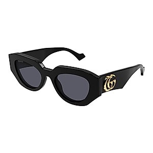 Gucci Women's Bold Cat Eye Sunglasses, Black/Black/Grey, 51/20/145