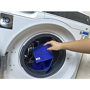 12 Pack Microfiber Scrub Dish Cleaning Cloth, Non-Scratch, Reusable & Durable for Pan Pot Dish Cooktop Stovetop Counter Kitchen Household, Machine Washable, 5.5 x 5.5 Inch, Blue & Green Assorted