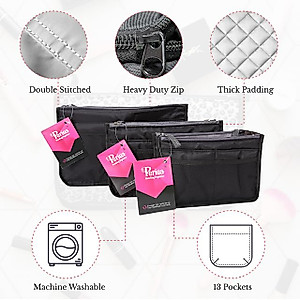 Periea Signature Purse Organizer Insert with Handles & 13 Pockets - 3 Sizes (Toucan, Small)