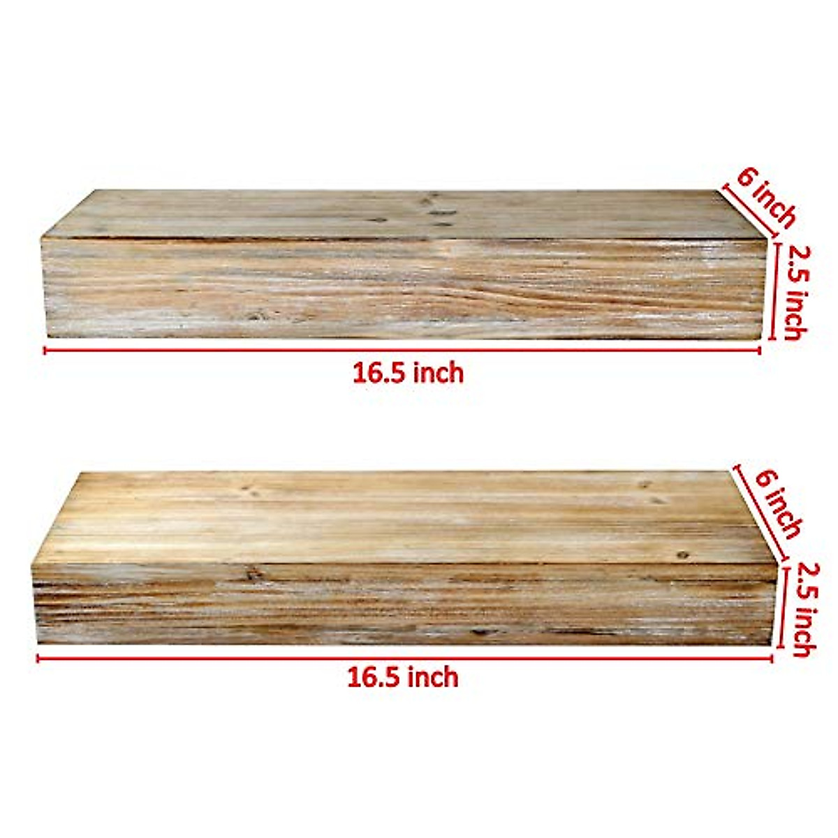 Spiretro Rectangle Floating Shelves Wall Mounted Set of 2, Ledge to Storage Organize and Display Trophy, Photo Frames for Home Décor, Space Saving in Bathroom, Kitchen, 16.5 inch, Wood_Rustic Grey