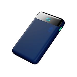 Skullcandy Stash Mini Portable Charger, 5000mAh Power Bank with 12W USB A Charging Port and 12W USB C Charging Port, Bonus USB A to Micro USB / Type C Dual Charging Cable - Blue/Green