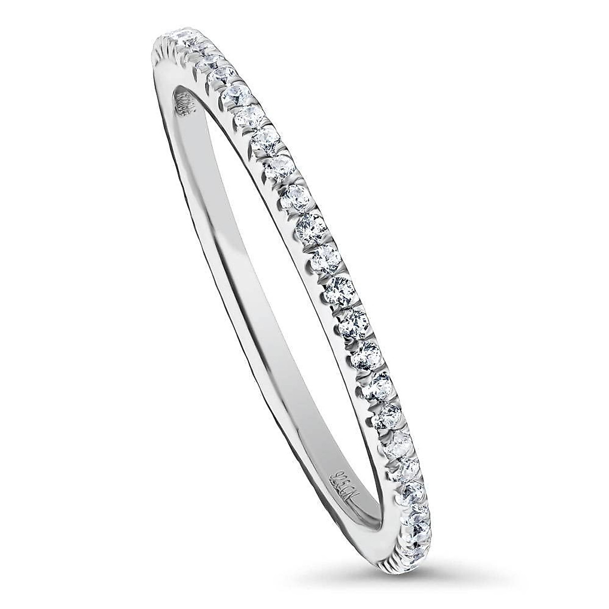 BERRICLE Sterling Silver Wedding Rings Micro Pave Set Cubic Zirconia CZ Eternity Ring for Women, Rhodium Plated Size 6