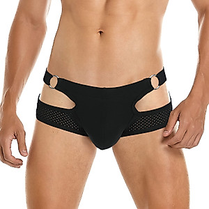 SKYSPER Men's Jock Strap Athletic Supporter For Men Sexy Jockstrap Male Underwear, SG44-Black Large