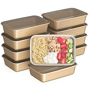 Bentgo® Prep 1-Compartment Containers - 20-Piece Meal Prep Kit: 10 Trays & 10 Lids - Lightweight, Durable, & Reusable BPA-Free To-Go Food Containers; Microwave/Freezer/Dishwasher Safe (Gold)