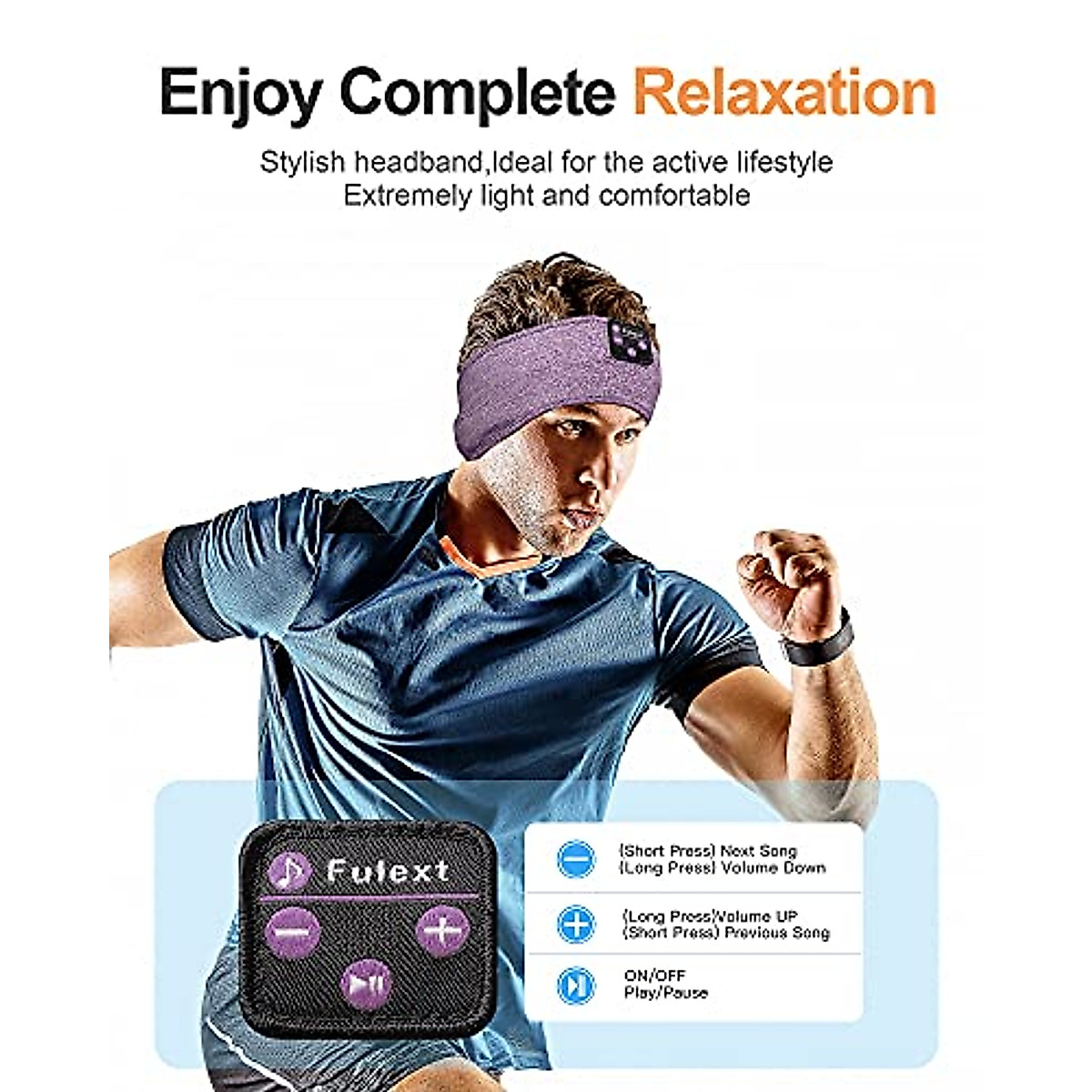 Sleep Headphones Sports Headphones Headband,Fulext Sleeping Bluetooth Headphones Sleep Mask with Ultra-Thin HD Stereo Speakers Perfect for Side Sleepers Insomnia,Workout,Jogging,Yoga,Travel,Gift Idea